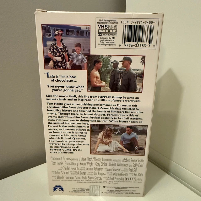 FORREST GUMP VHS Tape Movie Paramount Pictures 1994 Tom Hanks Classic ...