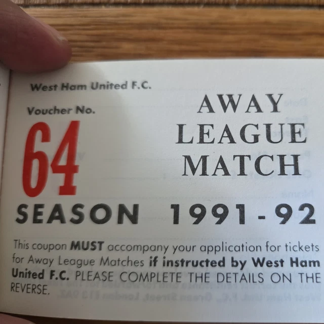 WEST HAM UNITED Season Ticket book East Terrace 1991/92 £8.12 - PicClick UK