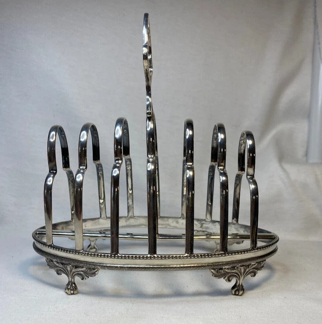 VINTAGE VICTORIAN EDWARDIAN Silver Plate Toast Rack Large 6 Piece ...