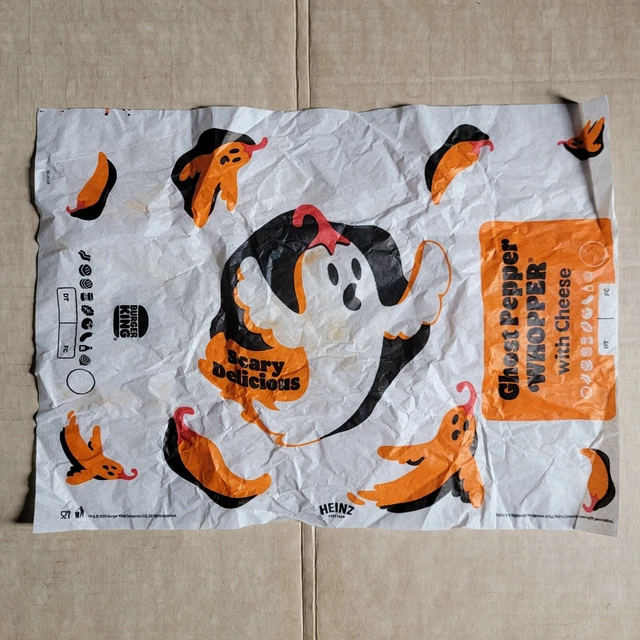 LIMITED EDITION BURGER King Ghost Pepper Whopper Wrapper Halloween 2023 ...
