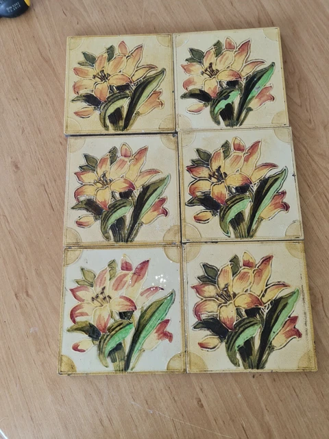 LEWIS F DAY for Pilkington Tiles, c1900 beautiful floral design antique ...
