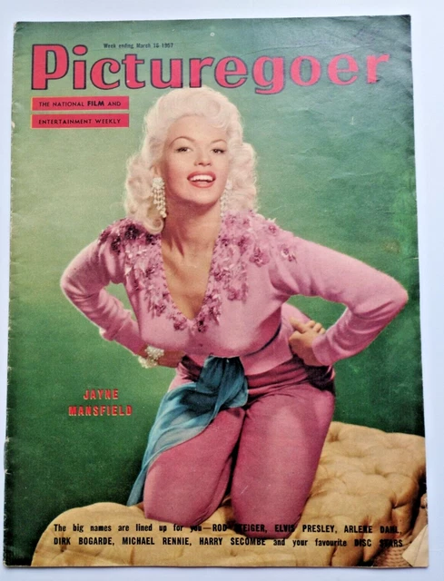 VINTAGE PICTUREGOER FILM Magazine Jayne Mansfield 1957 beauty pin-up poster £18.00 - PicClick UK