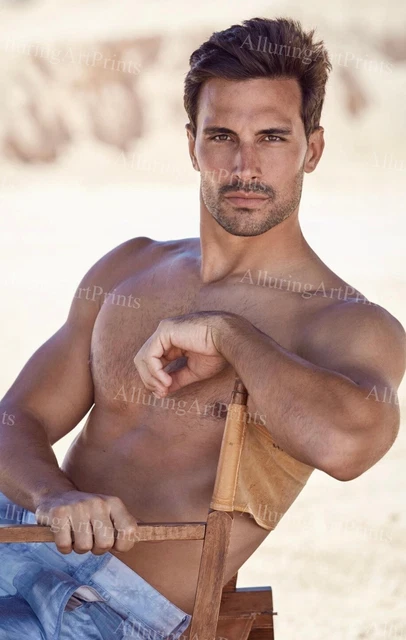 Male Model Print Muscular Handsome Shirtless Beefcake Hunk Hairy Hot