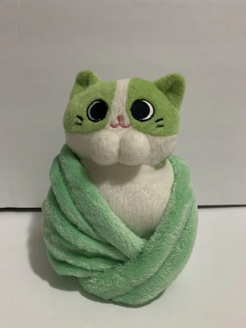 UNCUTE MATCHA PURRITO Cute Green Kitten Wrapped Green Blanket 7" Plush ...