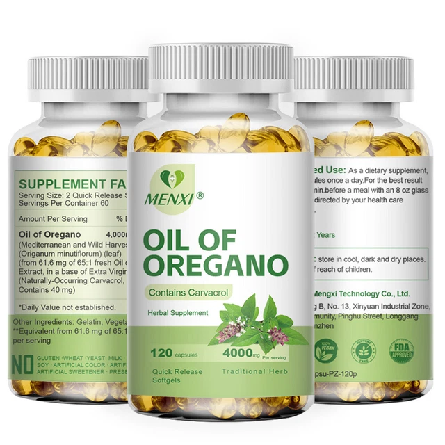 OIL OF OREGANO Premium Formula Organic Extract Oregano Oil Caps Immune ...