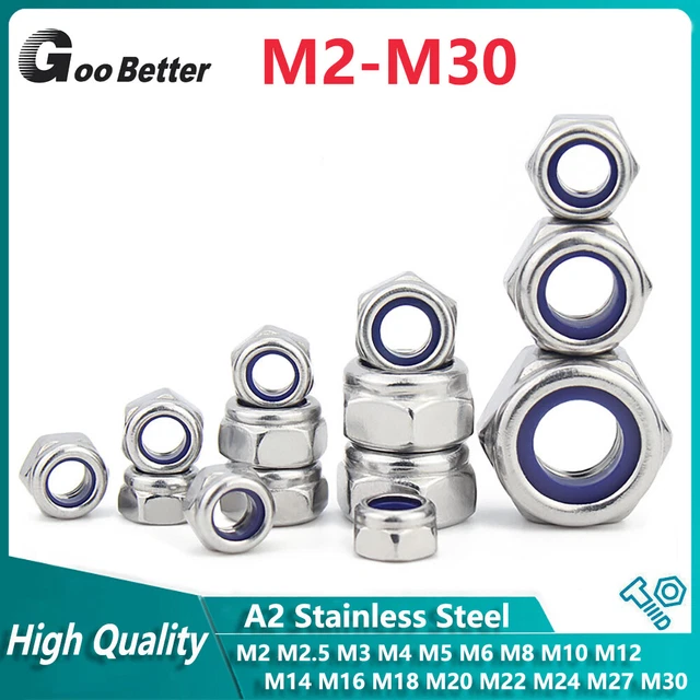 M2-M30 NYLOC NYLON Insert Lock Nuts DIN 985 A2 Stainless Steel M3 M4 M5 M6 M8M12 EUR 1,26 ...