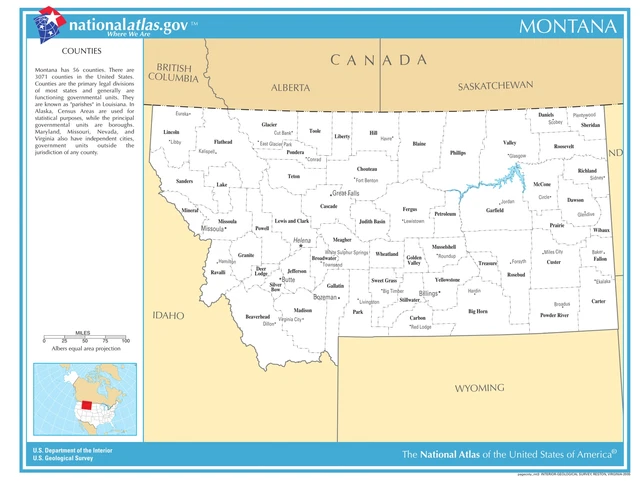 MONTANA STATE COUNTIES w/Cities Laminated Wall Map $195.00 - PicClick