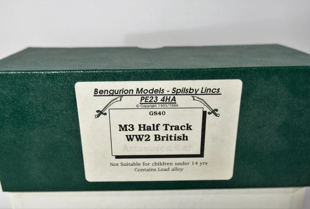 BENGURION MODELS GS40 Rare M3 Half Track WW2 British Military Vehicle ...