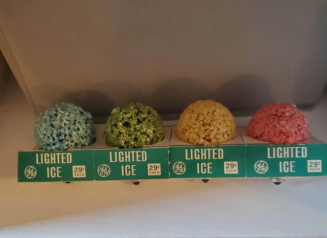 VINTAGE GE LIGHTED Ice Snowball Decorative Frosted Light Bulbs 4 pack ...