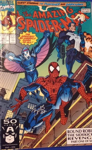 1991 AMAZING SPIDERMAN #353 Marvel Sidekicks Revenge Autografato Mark ...