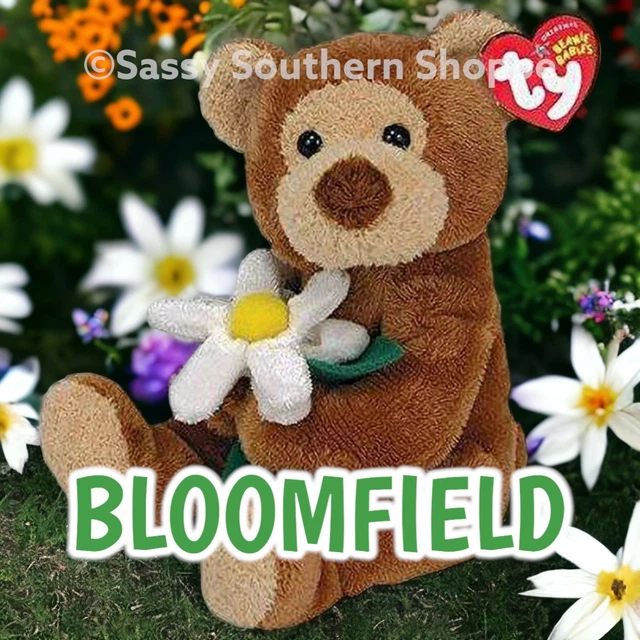 🌼 BLOOMFIELD 🌼 2005 Brown BEAR w/ DAISY Flower Ty Beanie Babies *MWMT ...