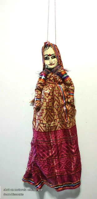 ANTIQUE INDIAN HANDMADE India String Puppet Rajasthani Kathputli Fem ...