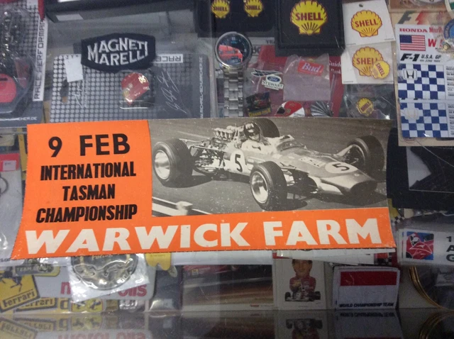 VINTAGE ORIGINAL WARWICK Farm International Tasman Championship Label ...