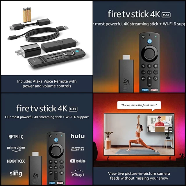 FIRE TV STICK 4K Max stream device,Wi-Fi 6,Alexa Voice Remote(TV ...