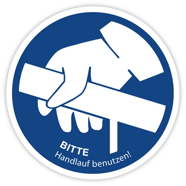 AUFKLEBER GEBOTSZEICHEN &BITTE Handlauf benutzen" Gebot Schild Folie ...
