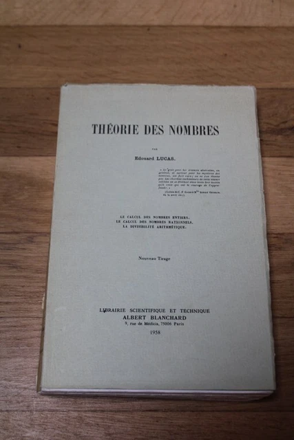 EDOUARD LUCAS: THEORIES Of Numbers: Calculation Of Whole Numbers £24.70 ...