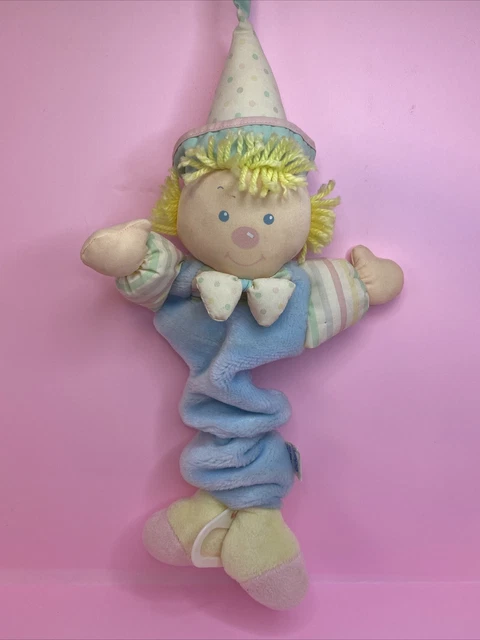 EDEN PLUSH CLOWN Musical Pull Toy Yarn Hair Cloth Face Pastel Baby ...