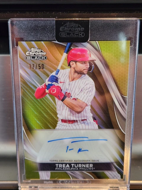 2024 TOPPS CHROME Black Trea Turner Gold Refractor Auto /50 Phillies # ...