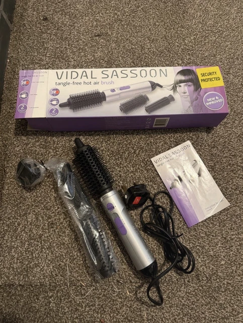 VIDAL SASSOON HOT Air Styler 200W Heated Hair Brush Dual Voltage 19mm ...