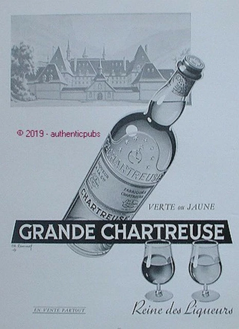 PUBLICITE GRANDE CHARTREUSE Reine Des Liqueurs Abbaye Monastere De 1954 ...