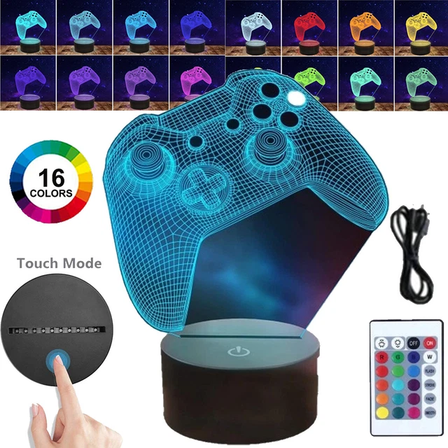 3D ILLUSION LED Gamepad Shape Acrylic Night Lights Lamps Room Decors ...