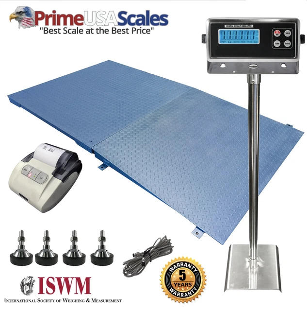 5 YEAR WARRANTY 4x4 Floor Scale 48" Ramp Plus Stand & Printer 3,000 lb ...