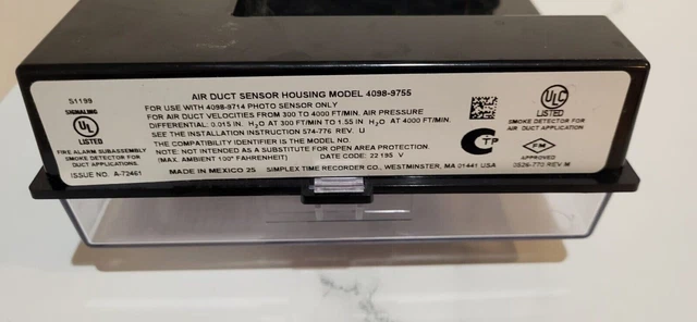 SIMPLEX 4098-9755 - Air Duct 4 Wire Sensor Housing Smoke Detector $113. ...