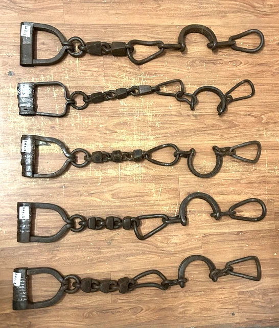 VINTAGE ANTIQUE HAND Forged Horse Leg Iron Chain Animal Chains - Set of ...