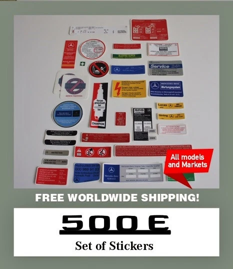 MERCEDES W124 SET of stickers restoration Project All Model and Markets ...