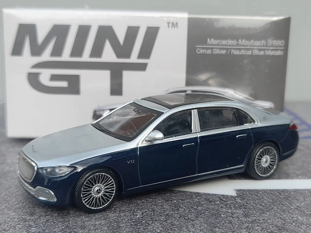 MINI GT MERCEDES Maybach S 680 argent sur bleu échelle 1:64 neuf scellé ...