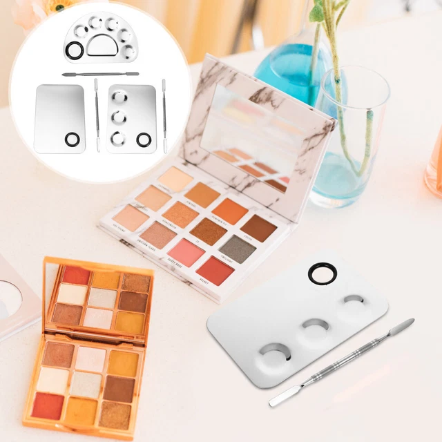 3 SETS MAKEUP Palette Mixer Silver Circle Snall Metal Pallet Kit £15.28 ...