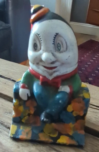 ANTIQUE CAST IRON Money Box Humpty Dumpty ~ Piggy Bank ~ Savings Jar £7 ...
