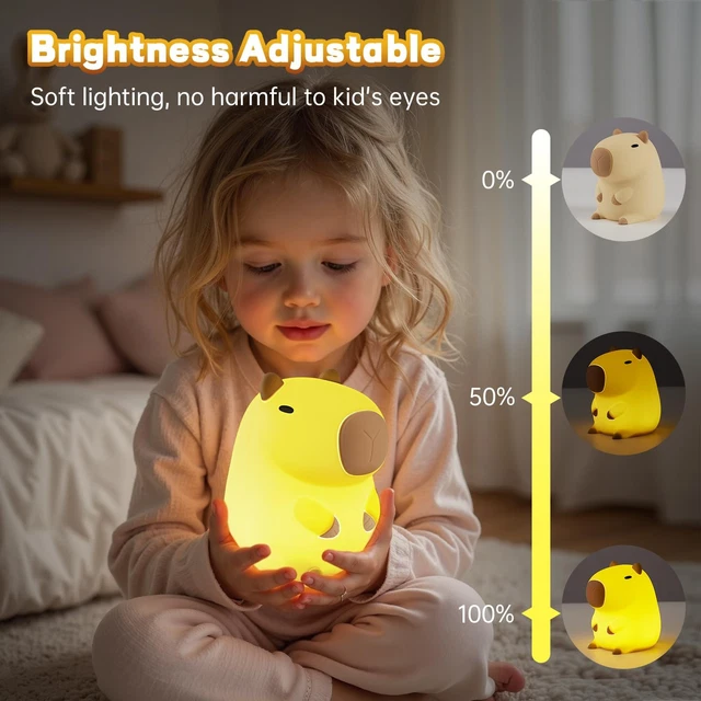 CAPYBARA NIGHT LIGHT for Kids, Cute Capybara Lamp Silicone Baby Nursery ...