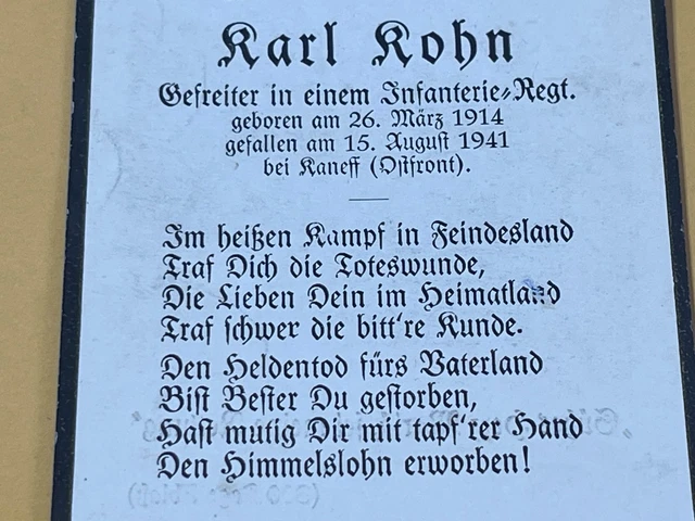 STERBEBILD 2WK.GEFR I e Inf-Regt 1941 b Kaneff EUR 5,00 - PicClick DE