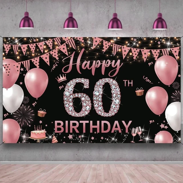 60TH BIRTHDAY DECORATIONS Backdrop Banner for Women, Happy 60th ...