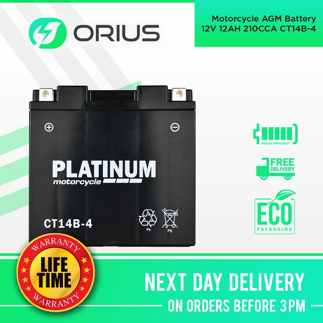 MOTORCYCLE BATTERY MOTORBIKE AGM Gel 12V 12AH 210CCA CT14B-4 $73.47 ...