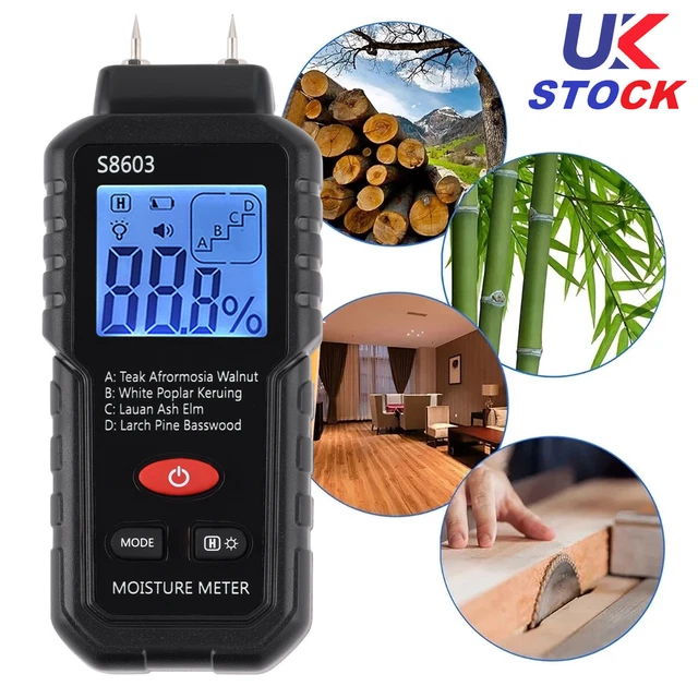 DIGITAL MOISTURE METER 4 Pin Damp Detector Timber Wood Tester Plaster ...