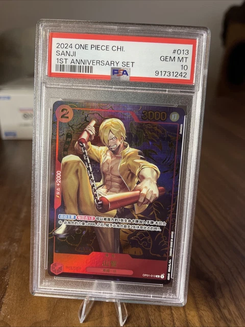 ONE PIECE TCG Chinese Sanji OP01-013 R Exclusive 1st Anniversary Alt PSA 10 EUR 75,00 - PicClick DE
