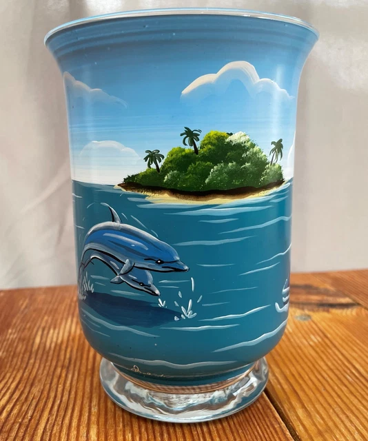 LEUCHTGLAS DELFINE INSEL Meer Teelicht Windlicht Dekolicht Tischlicht ...