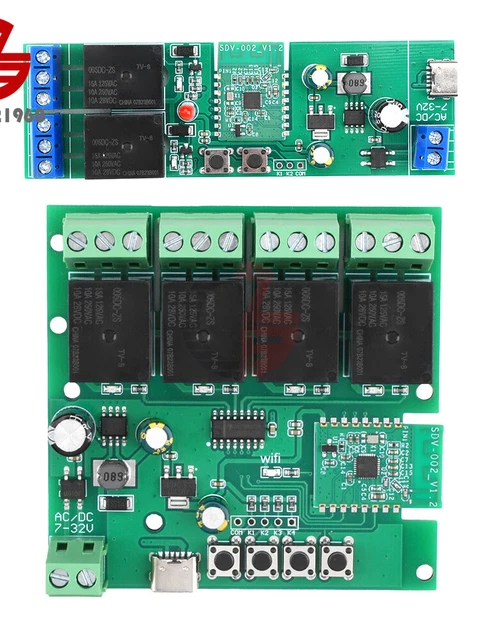 WIFI BLUETOOTH SMART Switch Relay Module DC/AC7-32V Type-C 5V 2/4Way ...