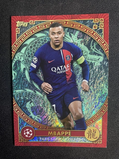 2023-24 TOPPS UEFA Jade Edition Kylian Mbappe Dragon Insert Barcelona ...