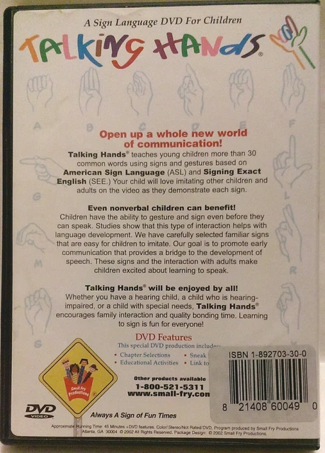 TALKING HANDS - Sign Language (DVD, 2002) Children ASL SEE *TESTED $20. ...