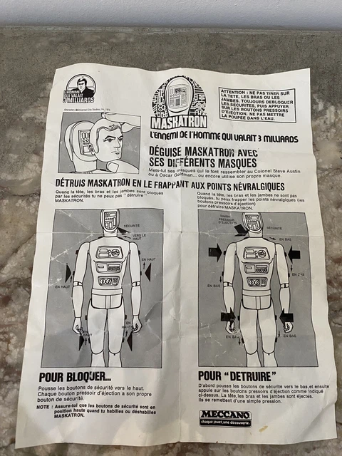 NOTICE MASKATRON MECCANO six million dollar man L’homme Qui Valait 3 ...