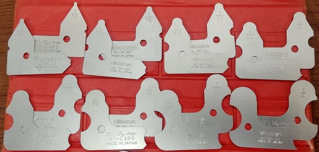MITUTOYO 26PC RADIUS Gauge Set - Made in Japan - Stainless Steel - 186 ...
