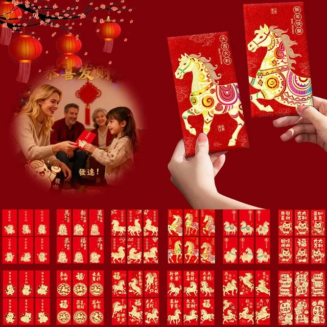 2026 YEAR OF the Horse Red Envelope 2026 Lucky Money Bag New Year Good ...