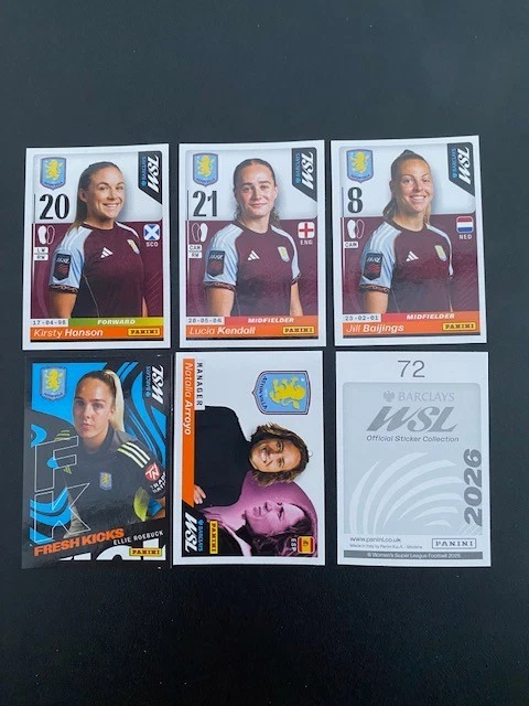 PANINI WSL 2025/26 - Aston Villa - Football Stickers - Mint Condition ...