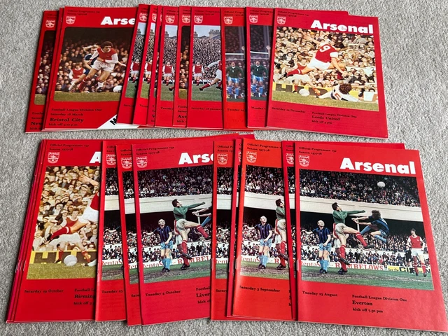 FULL SET 1977-1978 Arsenal Home Game Programmes, League, FA Cup ...