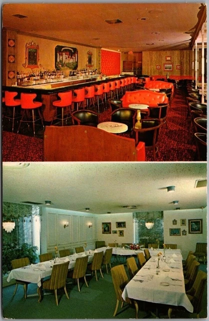 1960S MANCHESTER NH carte postale AURORE'S RESTAURANT vue bar / salle ...
