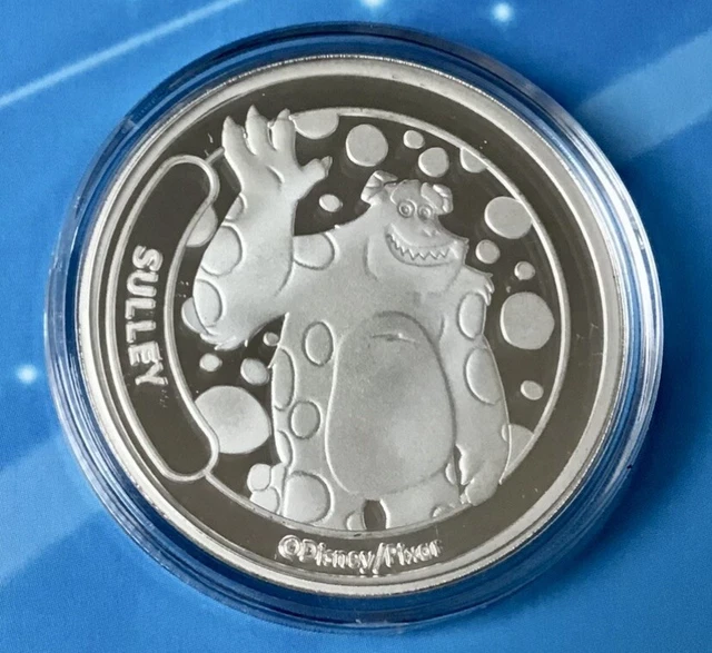 MIKE WAZOWSKI MONSTERS Inc Disney 32mm Collectors Silver Plated Coin In ...