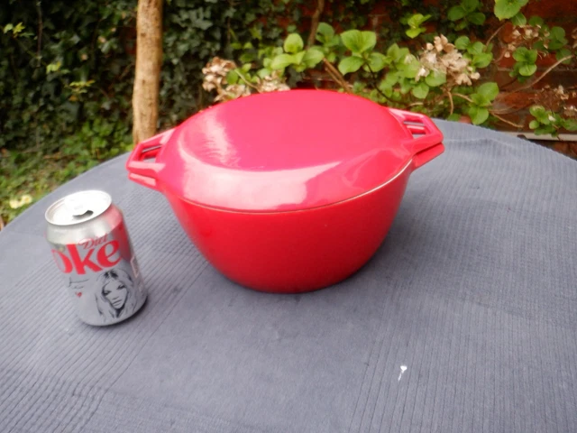 VINTAGE NACCO DENMARK Cast Iron Red Enamel 6 Pint Casserole Dutch Oven ...